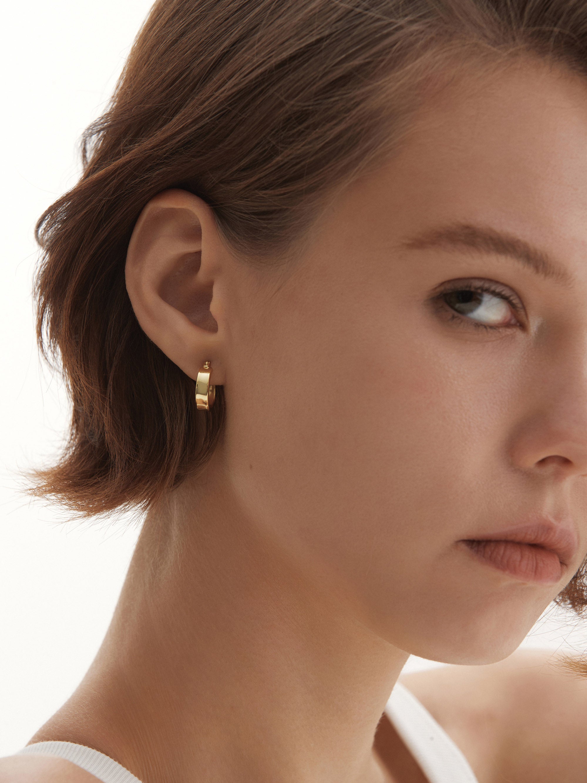 Plain Flat Cylinder Hoop Huggies | OSKER Jewellery Online