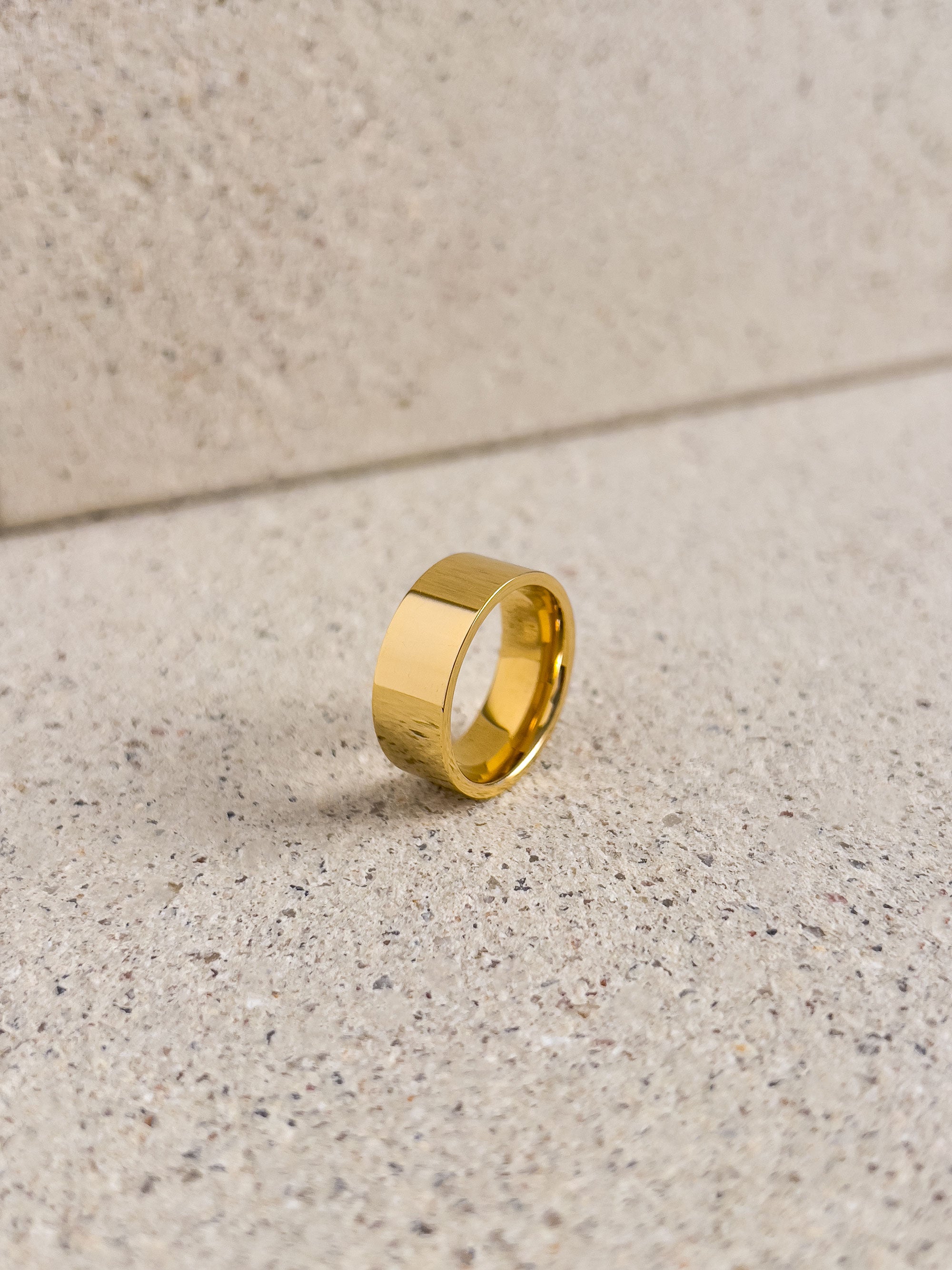 Chunky Plain Flat Band Ring (8MM) Gold | OSKER Jewellery Online