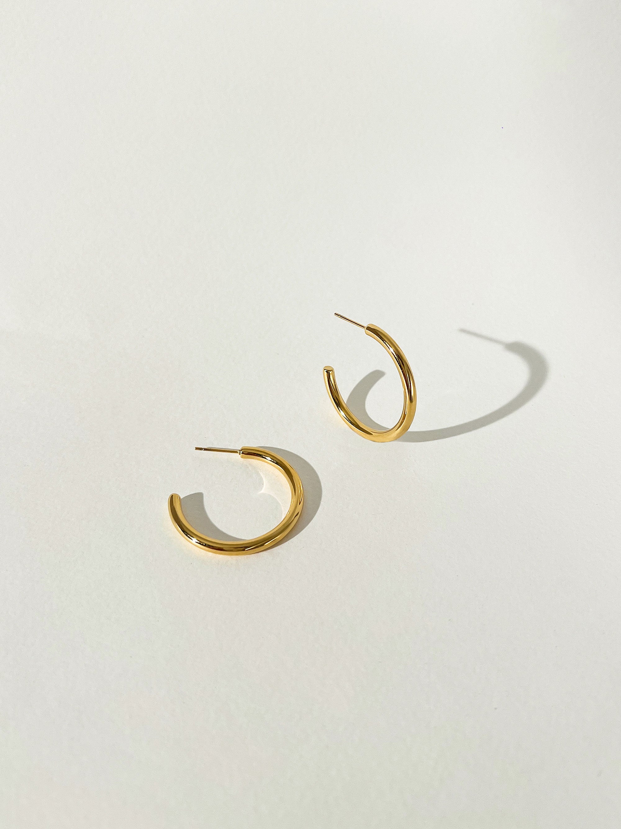Plain Rounded Half Hoop Earrings (Large) Gold | OSKER Jewellery Online
