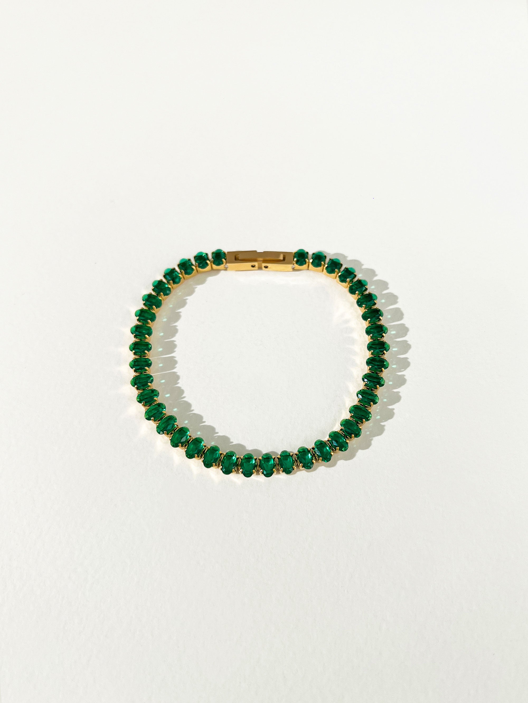 Oval Zircon Tennis Bracelet Emerald | OSKER Jewellery Online