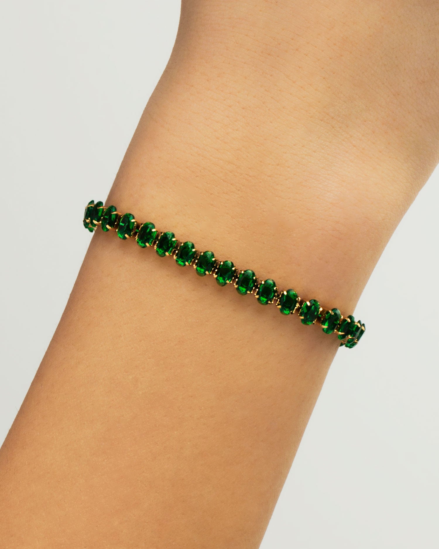 Oval Zircon Tennis Bracelet Emerald | OSKER Jewellery Online