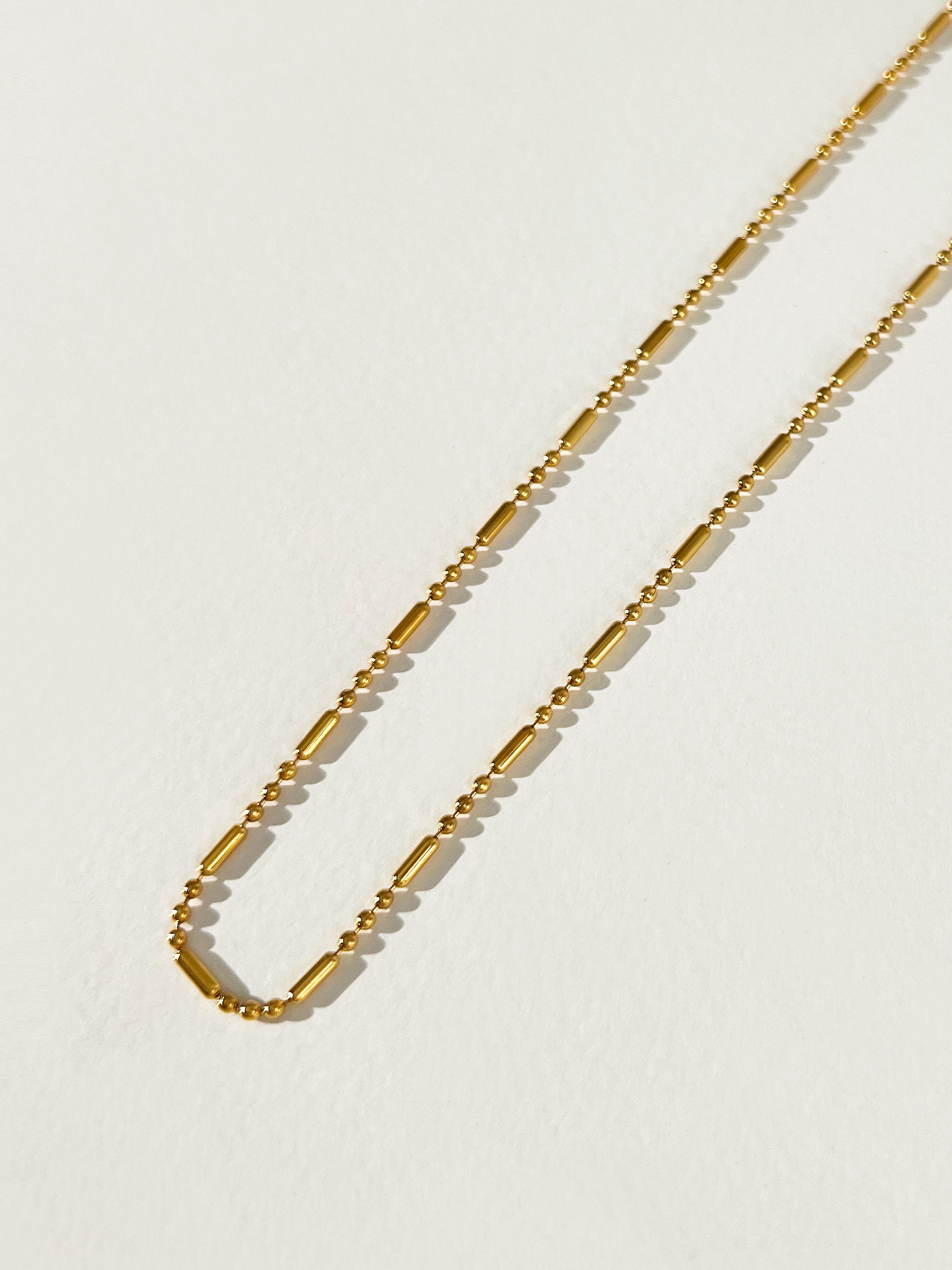 Beaded Bar Link Chain Necklace Gold | OSKER Jewellery Online