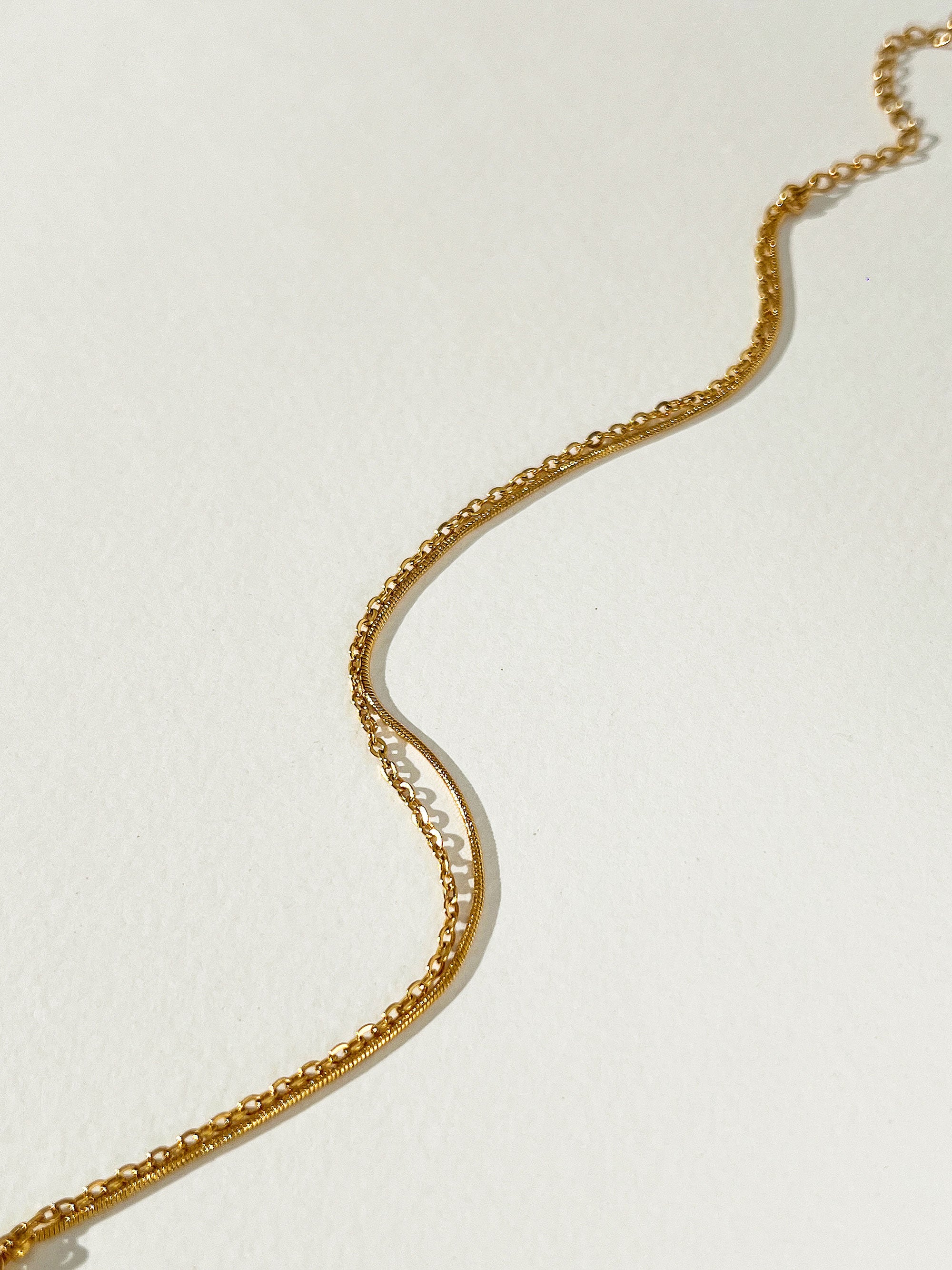 Fine Double Snake Chain & Cable Chain Bracelet Gold | OSKER Jewellery ...