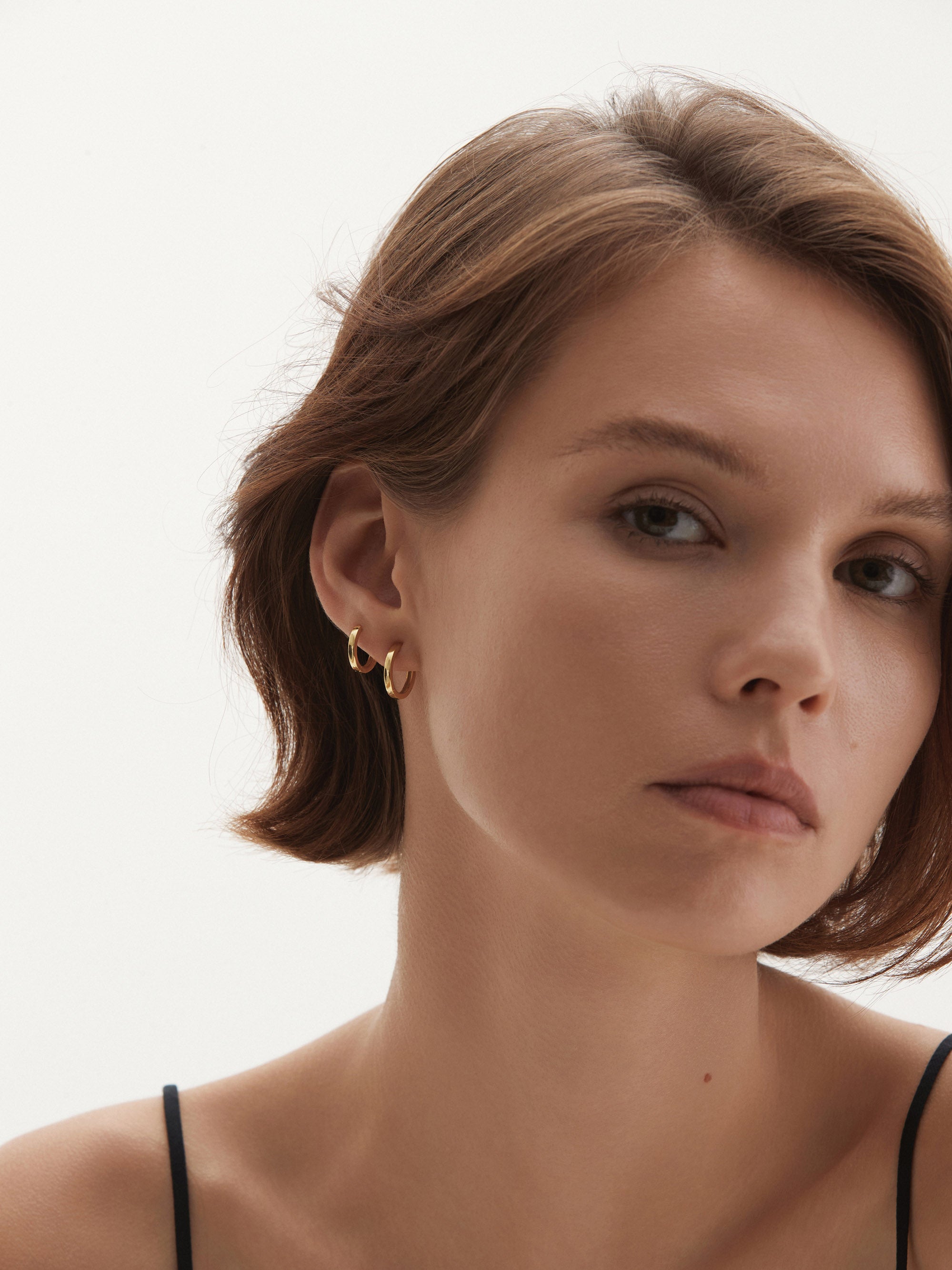 Plain Flat Band Hoop Huggies | OSKER Jewellery Online