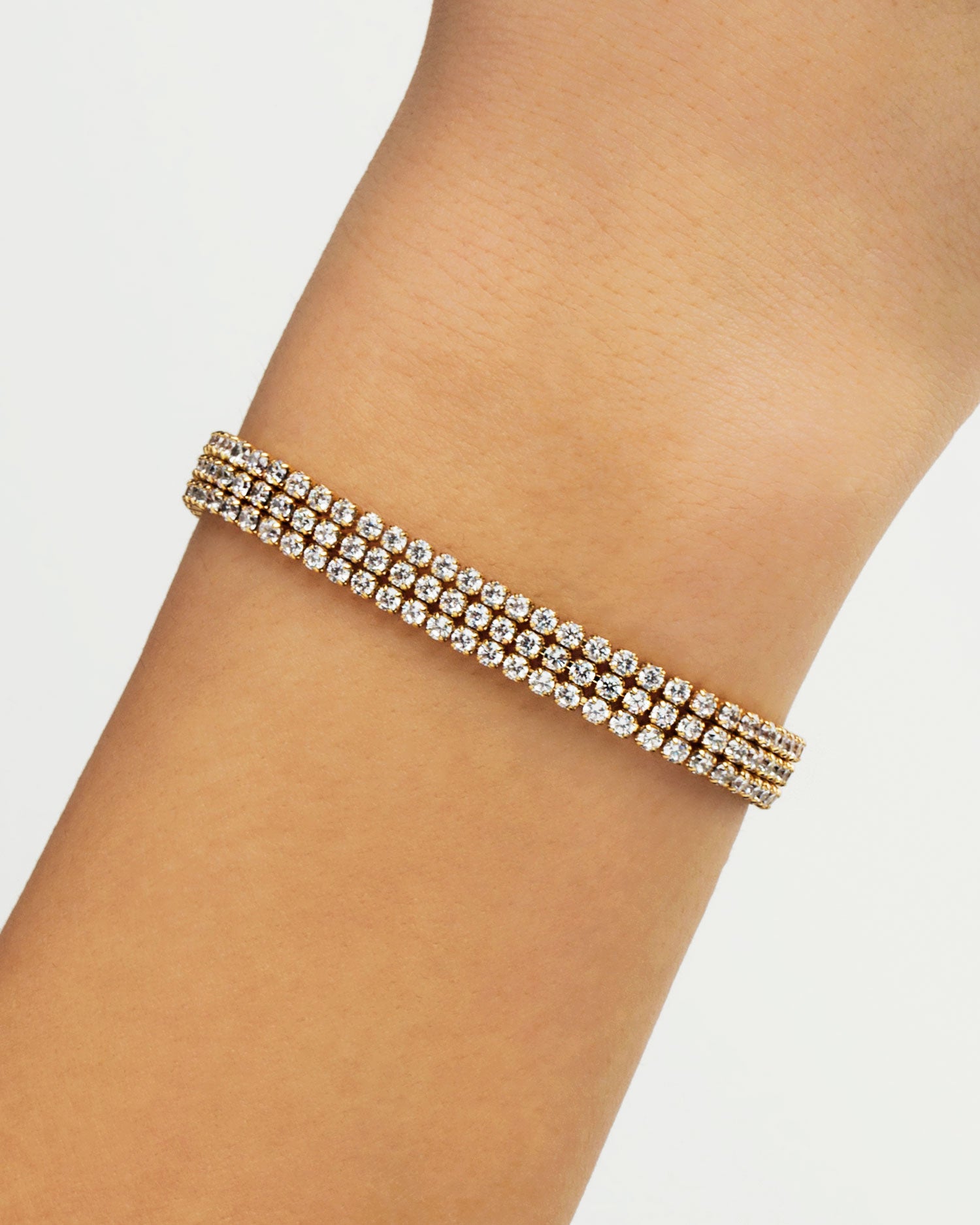 Triple Zircon Tennis Bracelet Gold | OSKER Jewellery Online