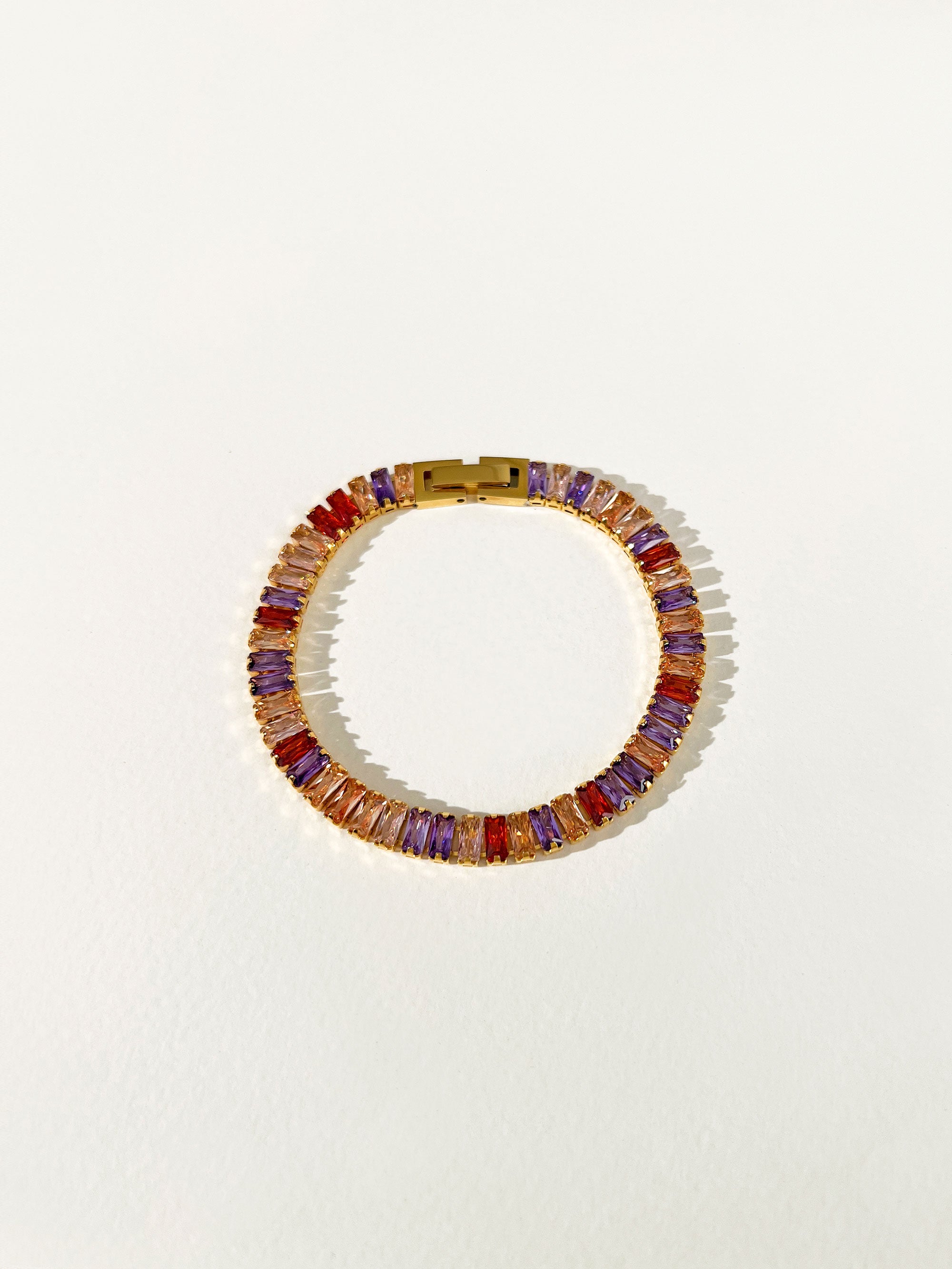 Baguette Zircon Tennis Bracelet Rainbow | OSKER Jewellery Online