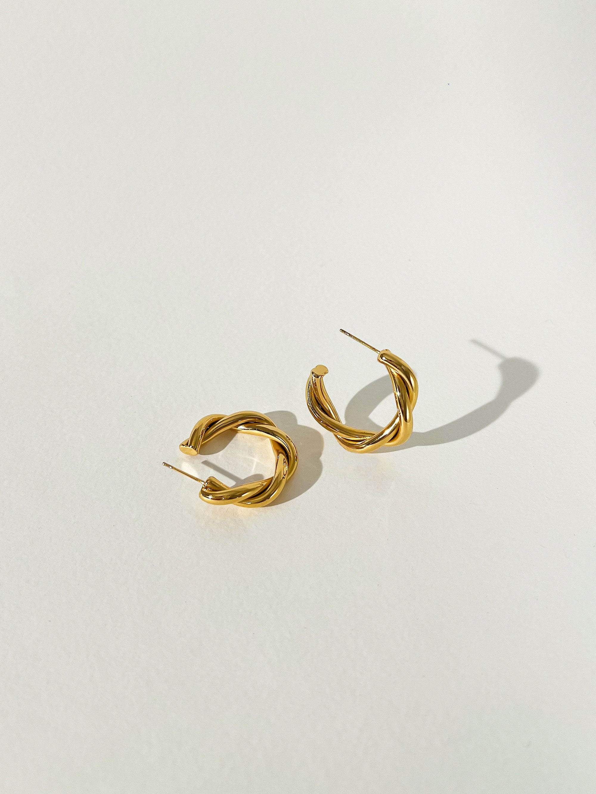 Twist Half Hoop Earrings (Medium) Gold | OSKER Jewellery Online