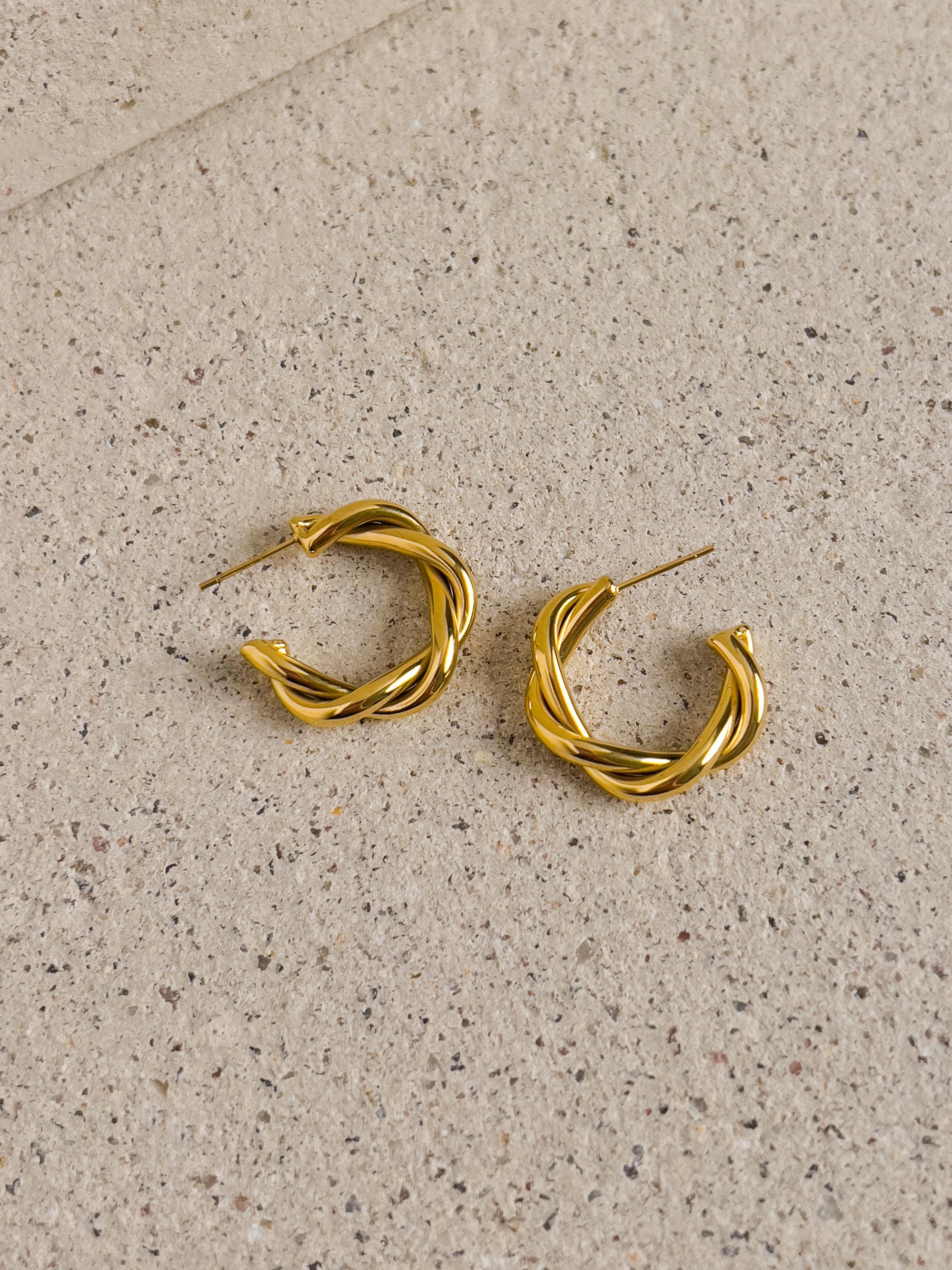 Twist Half Hoop Earrings (Medium) Gold | OSKER Jewellery Online