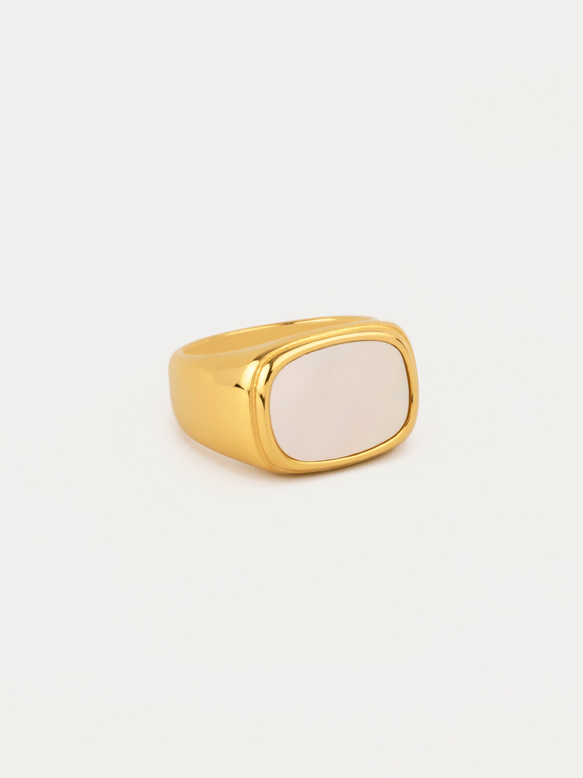 Rectangle Natural Shell Ring (Large) Gold | OSKER Jewellery Online