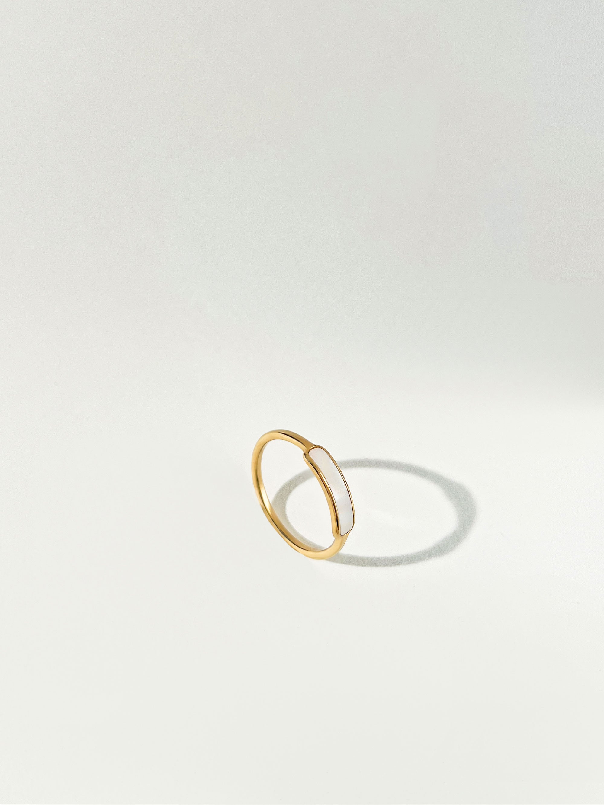 Rectangle Curved Natural Shell Ring Gold | OSKER Jewellery Online