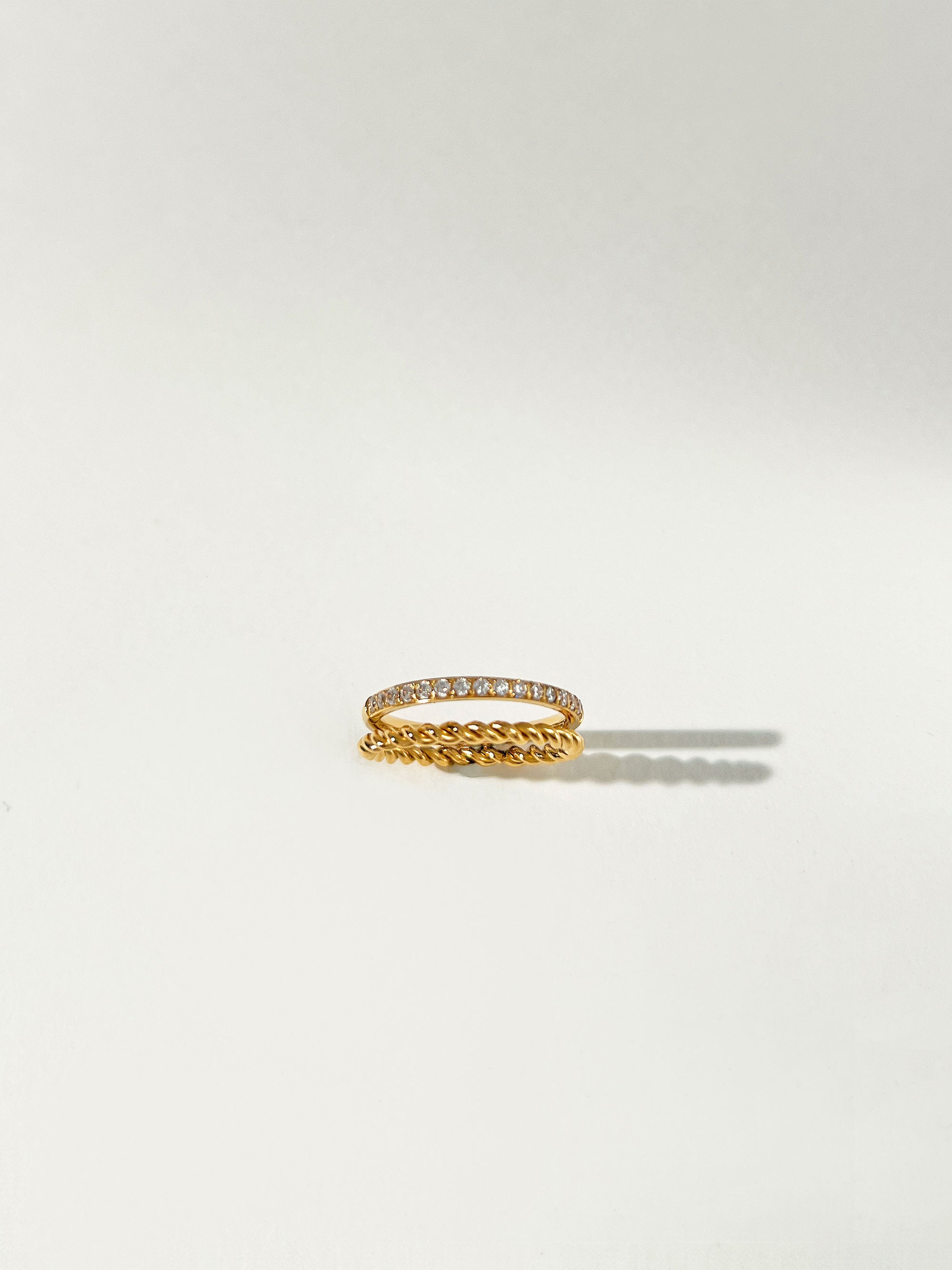 Double Band Twist Zircon Ring Gold | OSKER Jewellery Online