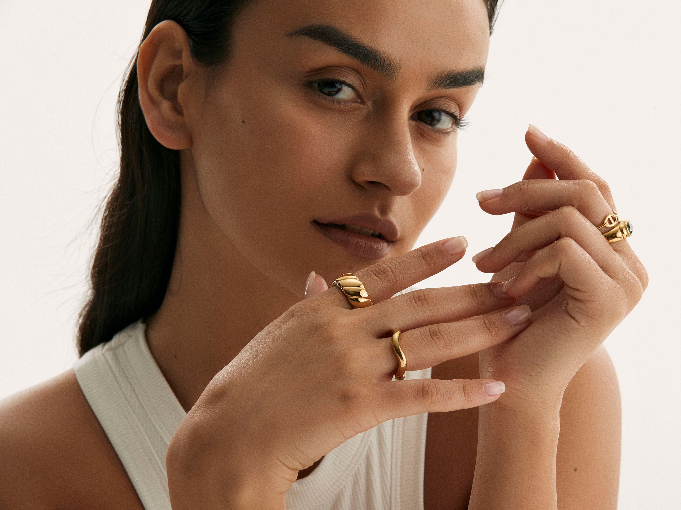 Geometric Wavy Rounded Ring (Large) Gold | OSKER Jewellery Online